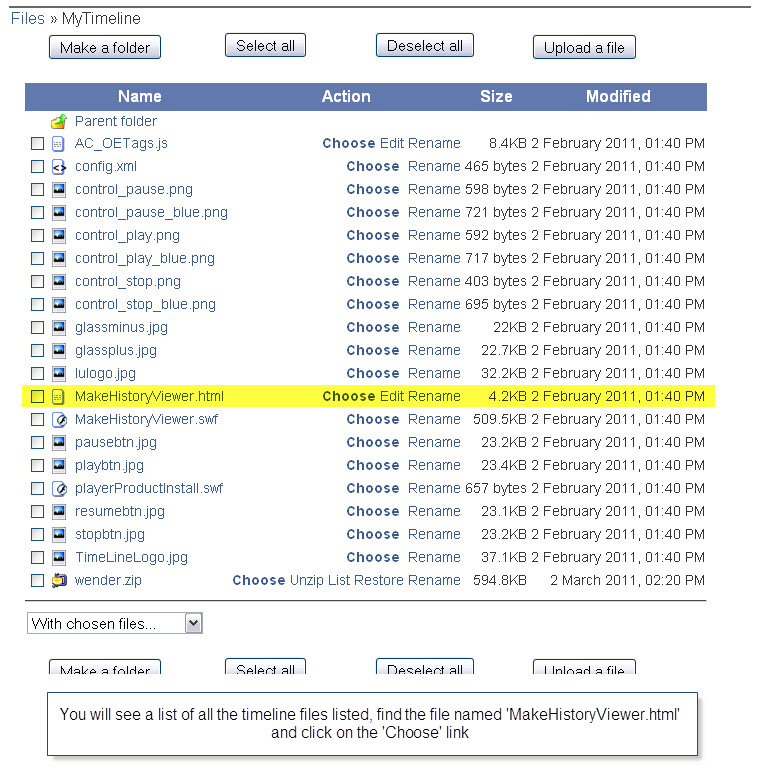 Publishing to Moodle | Make History Timeline Tool