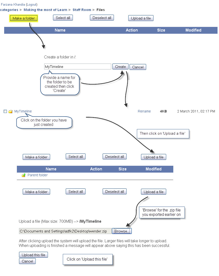 Publishing to Moodle | Make History Timeline Tool