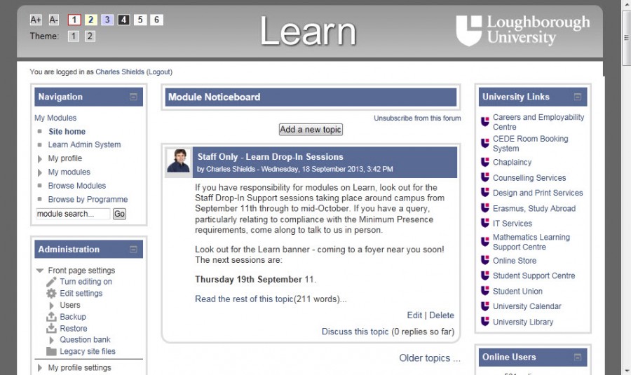 Learn screenshot – Teaching and Learning Blog